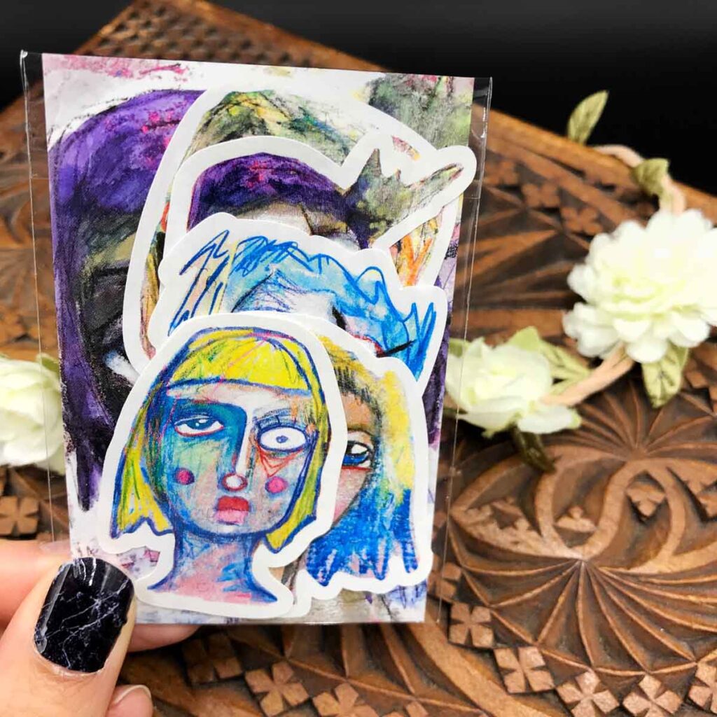 Raw Faces Sticker Set (5) – Iris Impressions Art Shop